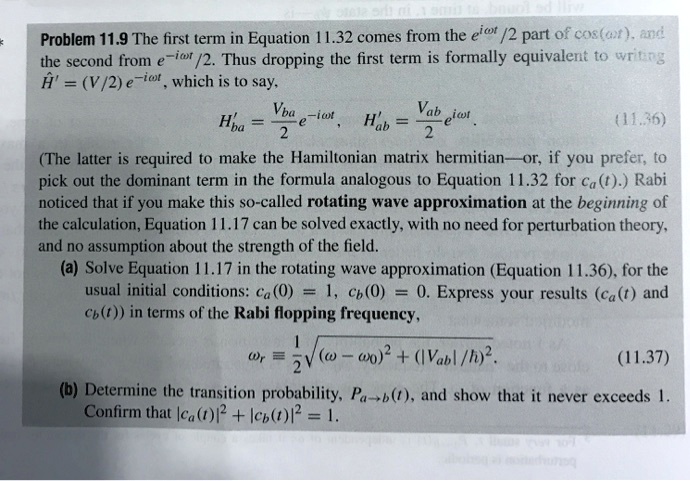 SOLVED: Problem 11.9: The first term in Equation 11.32 comes from the e ...