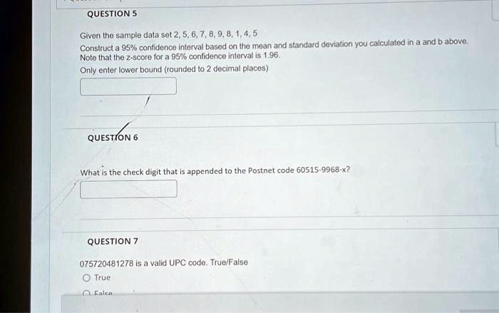 SOLVED: Question 5: Given the sample data set 2, 5, 6, 7, 8, 9, 8, 1, 4 ...