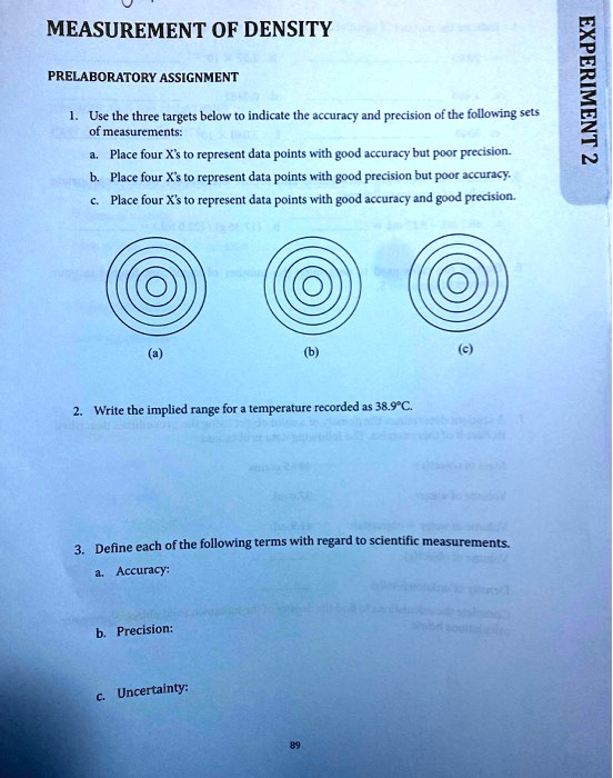 measurement of density prelaboratory assignment 1 use the three targets ...