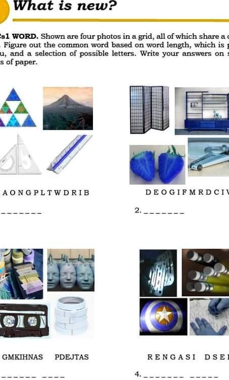 SOLVED: Four photos: 4 typical words. Shown are in a grid, all of which ...