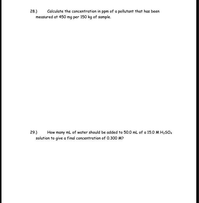 SOLVED: 28.) Calculate the concentration in ppm of a pollutant that has ...