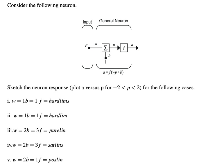 Solved Consider The Following Neuron Input General Neuron A Fwp B Sketch The Neuron