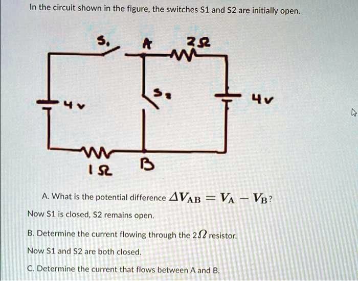 SOLVED: In the circuit shown in the figure, the switches S1 and S2 are initially open. 5Î© 32V ...
