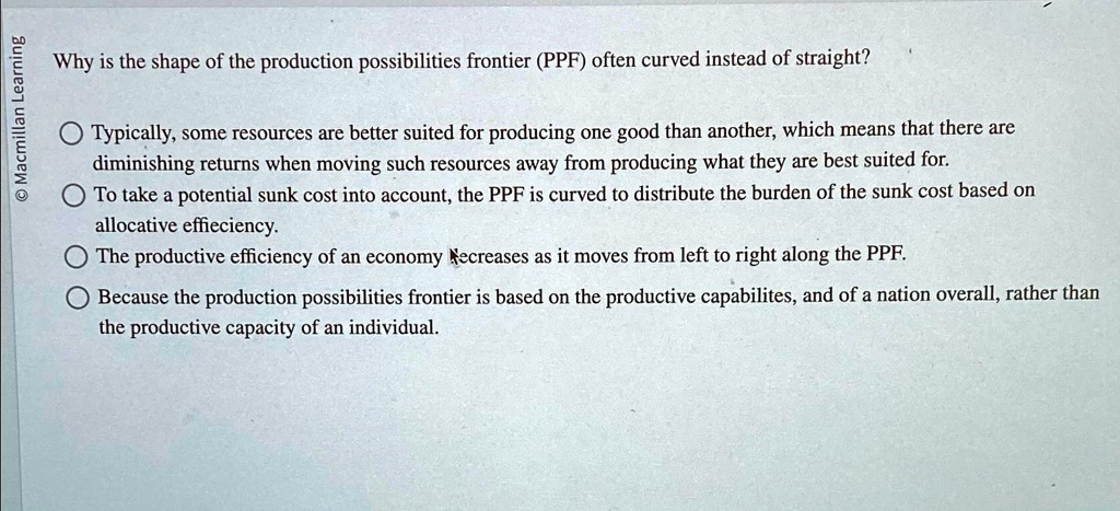 SOLVED: Why is the shape of the production possibilities frontier (PPF ...