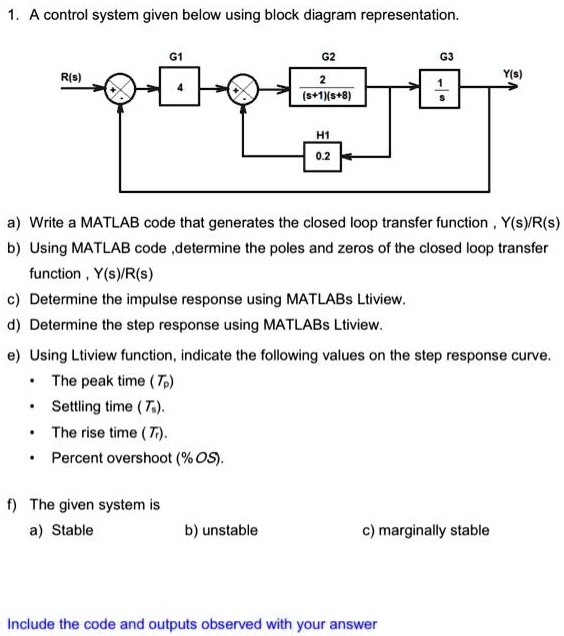 SOLVED: A control system is given below using block diagram representation: R(s ...
