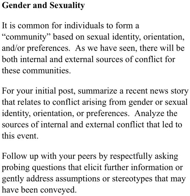 Solved Gender And Sexuality It Is Common For Individuals To Form A