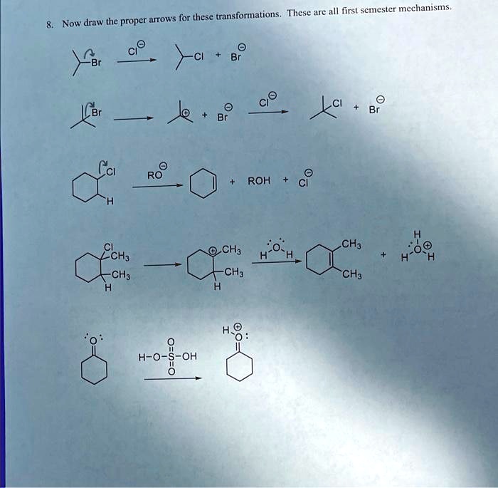 SOLVED: 8. Now draw the proper arrows for these transformations. These are all first semester ...
