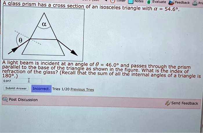 o notes aglass prism has evaluate feedback a cross section of an ...
