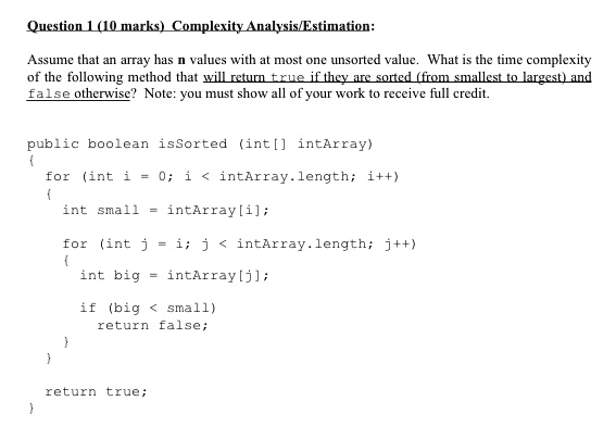 SOLVED: DATA STRUCTURES Question 1 (10 marks) Complexity Analysis/Estimation: Assume that an ...