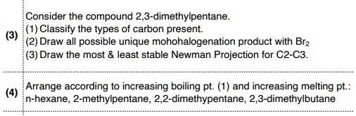 SOLVED: Consider the compound 2,3-dimethylpentane. Classify the types ...