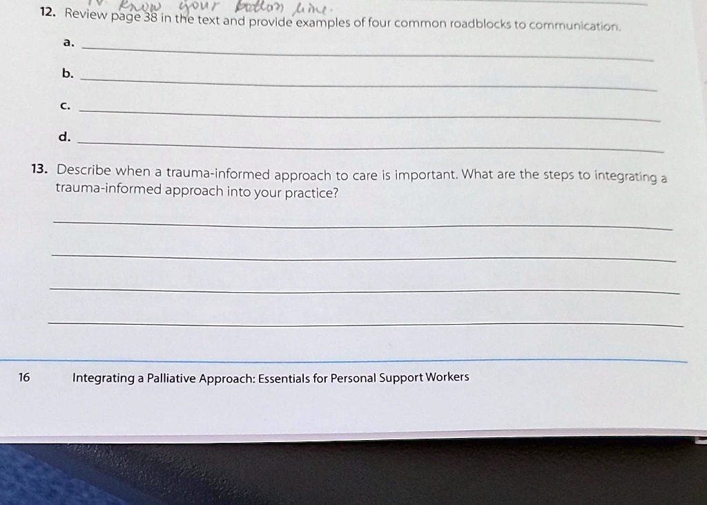 SOLVED: a. b. c. d. trauma-informed approach into your practice? 16 ... SOLVED: a. b. c. d. trauma-informed approach into your practice? 16 ...