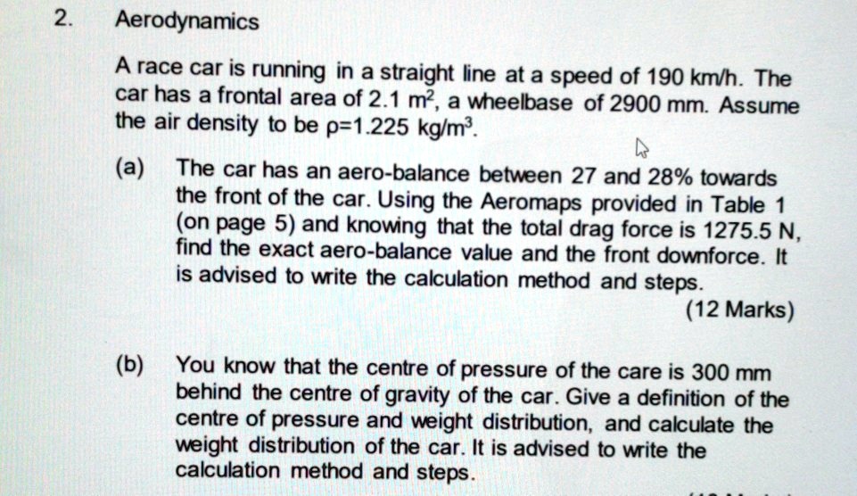 2 aerodynamics a race car is running in a straight line at a speed of ...
