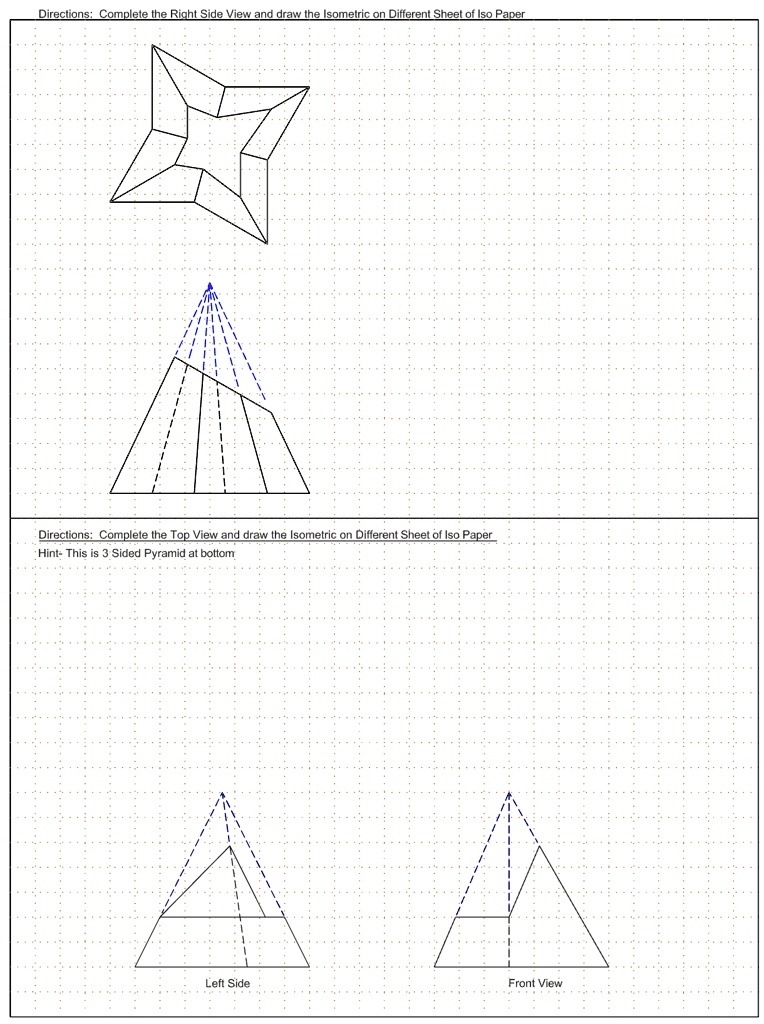 directions complete the right side view and draw the isometric on ...