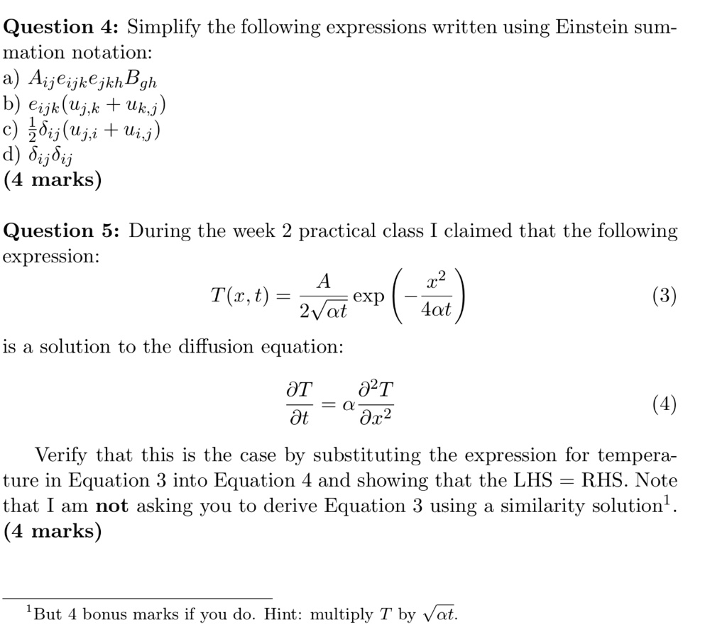 question 4 simplify the following expressions written using einstein ...