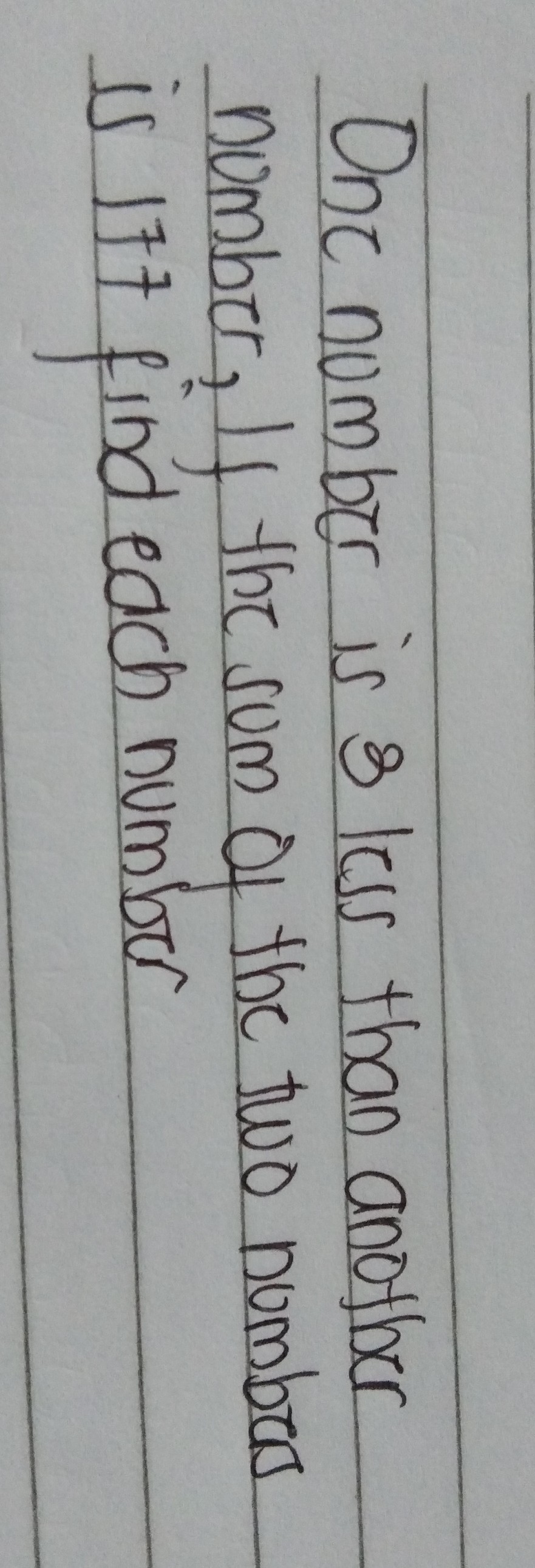 SOLVED One Number Is 3 Less Than Anotber Number Lf The Sum Of The Two