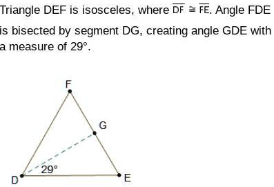 what is the measure of angle dfe 29 32 58 64 triangle def is isosceles ...