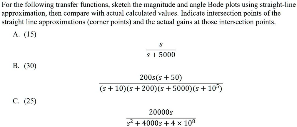 For the following transfer functions, sketch the magnitude and angle ...