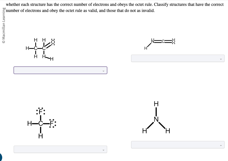 whether each structure has the correct number of electrons and obeys ...