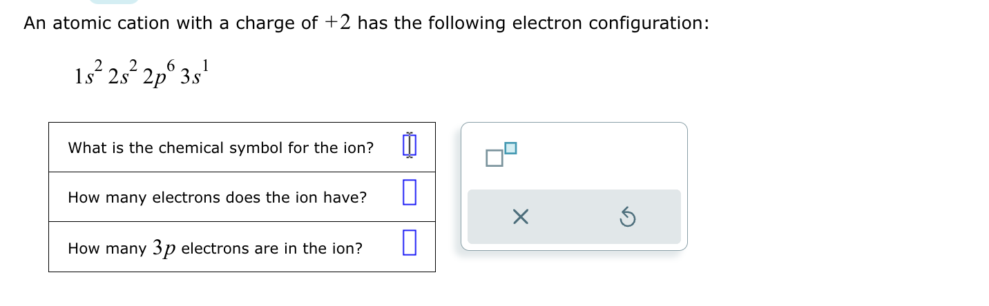 An Atomic Cation With A Charge Of 2 Has The Following Electron Configuration 1 S 2 2 S 2 2 P 6