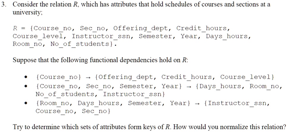 Solved Basics Of Functional Dependencies And Normalization For Relational Databases Consider 