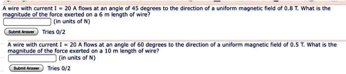 Solved Wire Mith Current Flows Atan Angle Of 45 Cegrees T0 Thc
