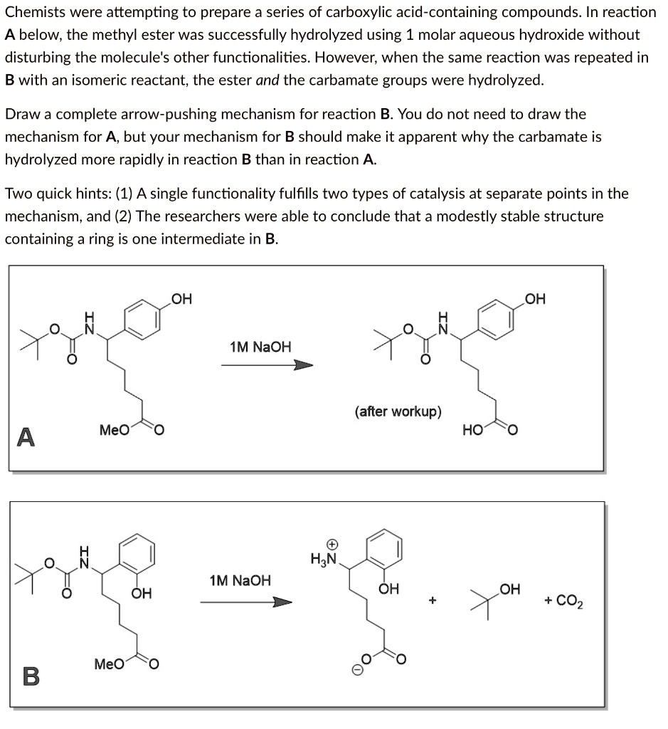 SOLVED: Chemists were attempting to prepare a series of carboxylic acid ...