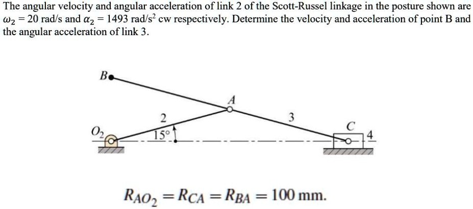 The angular velocity and angular acceleration of link 2 of the Scott-Russel linkage in the ...