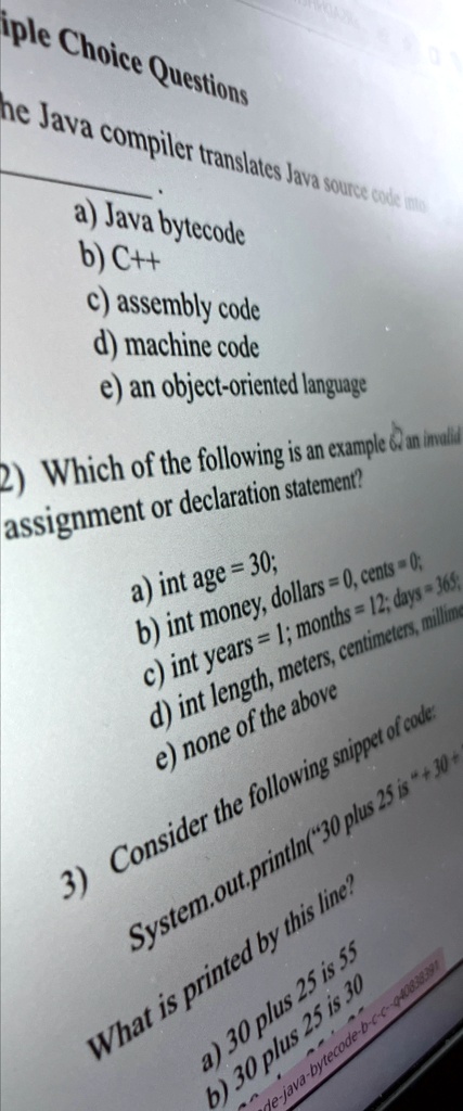 Solved Multiple Choice Questions The Java Compiler Translates Java Source Code Into A Java 4064