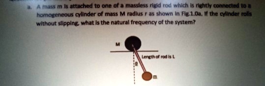 a. A mass m is attached to one of a massless rigid rod which is rightly ...