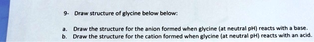 SOLVED: Draw structure of glycine below below: Draw the structure for ...