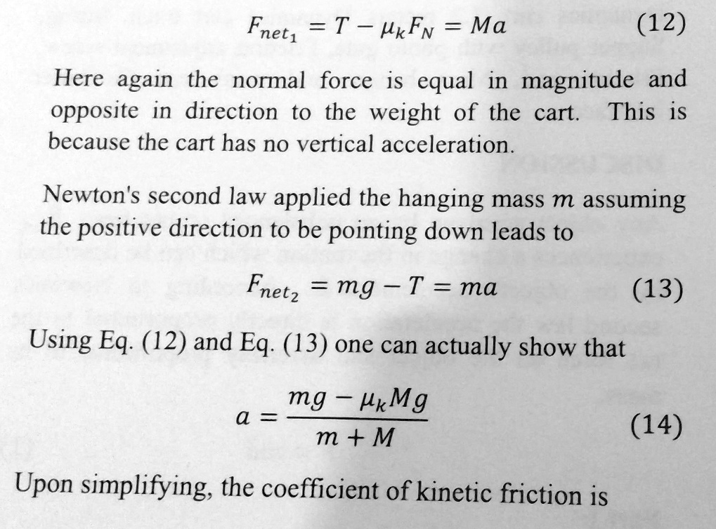 SOLVED: Fnet = T - UkFN = Ma Here again, the normal force is equal in ...
