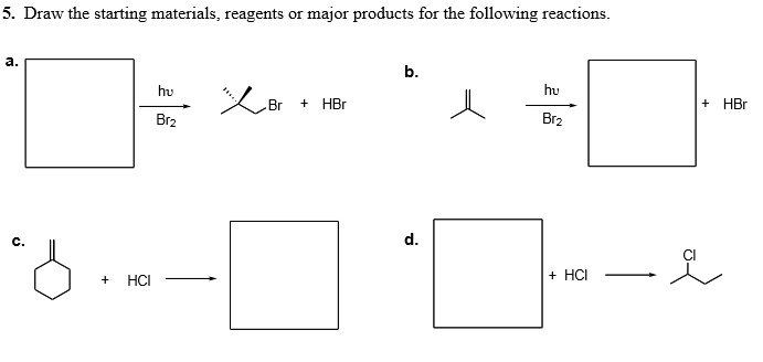 SOLVED: Draw the starting materials; reagents Or major products for the ...