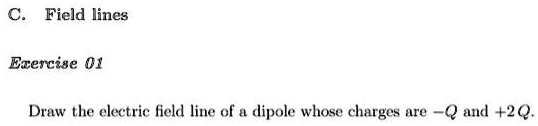 C. Field lines Exercise 01 Draw the electric field line of a dipole whose charges are -Q and +2Q.