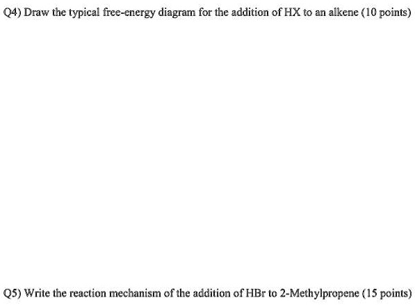 SOLVED:Q4) Draw the typical free-energy diagram for the addition of HX ...