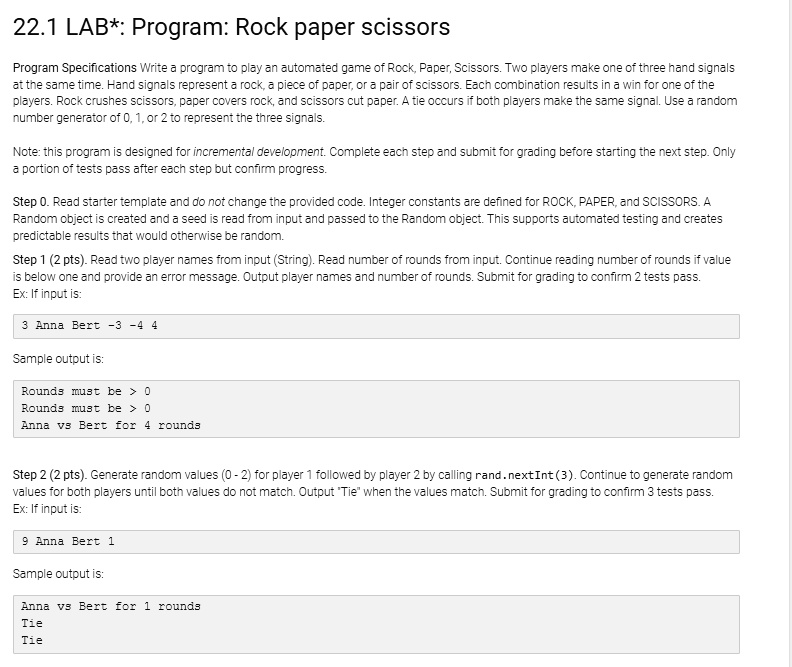 Program Specifications: Write a program to play an automated game of ...