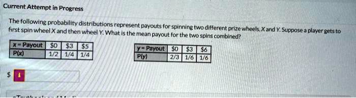 Current Attempt in Progress The following probability distributions represent payouts for ...