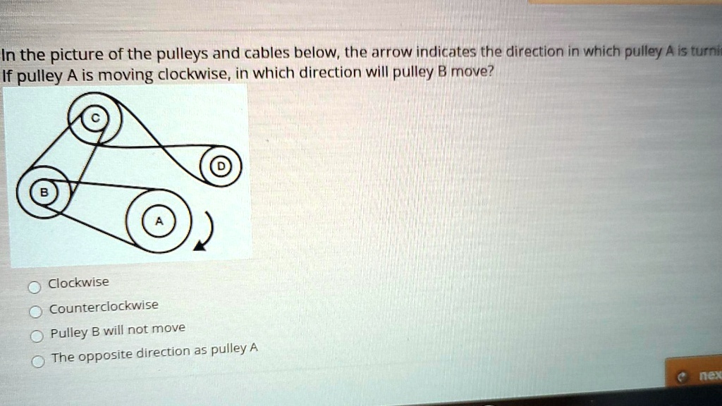 In the picture of the pulleys and cables below, the arrow indicates the ...