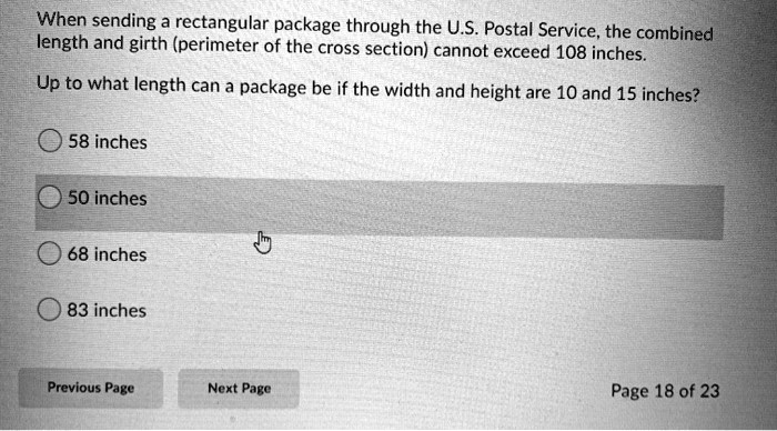 SOLVED: When sending rectangular package through the U.S. Postal ...