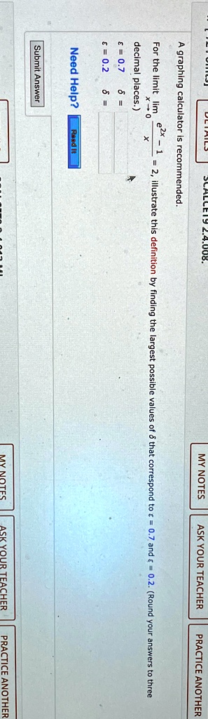 SOLVED: A graphing calculator is recommended. For the limit lim(x->0)(e ...