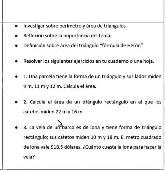 resolver lo siguiente ayudaa investigar sobre perimetro y area de ...