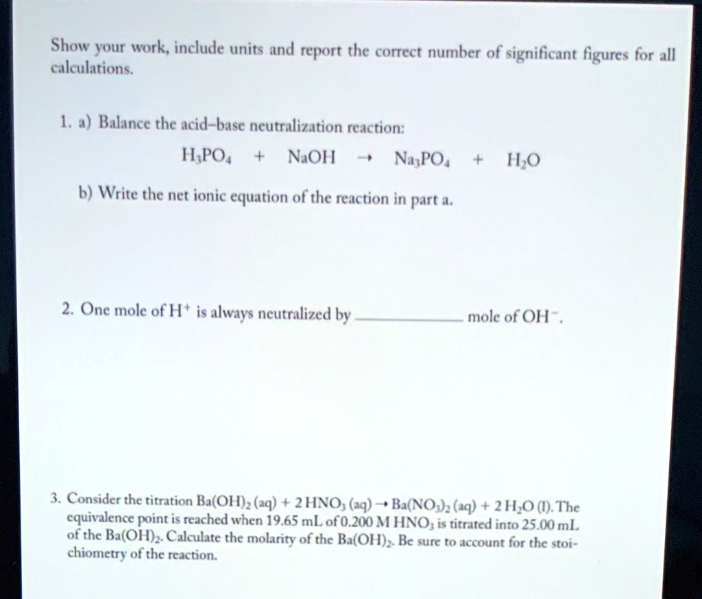 SOLVED: PLEASE SHOW WORKING Show your work; include units and report ...