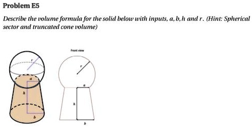 Problem E5 Describe the volume formula for the solid below with inputs ...