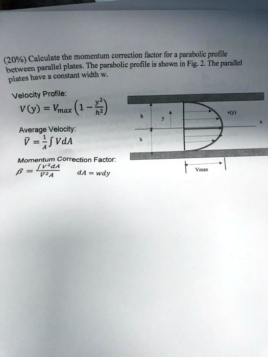 (20%) Calculate the momentum correction factor for a parabolic profile ...