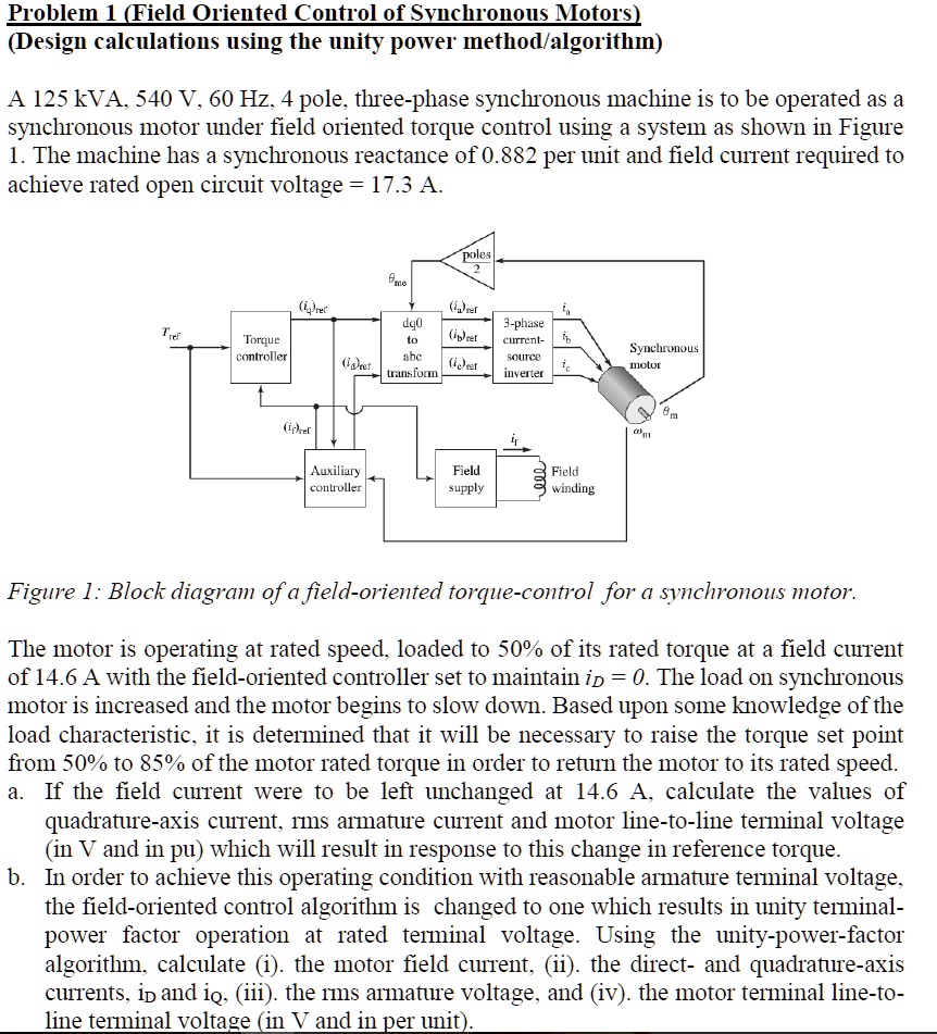 SOLVED: Problem 1 (Field Oriented Control of Synchronous Motors ...