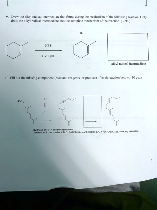 SOLVED: Draw the alkyl radical intermediate that forms during the mechanism of the following ...