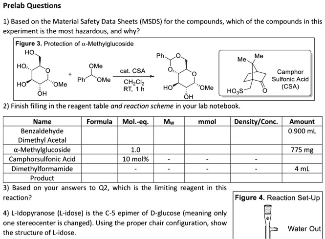 Prelab Questions 1) Based on the Material Safety Data Sheets (MSDS) for ...