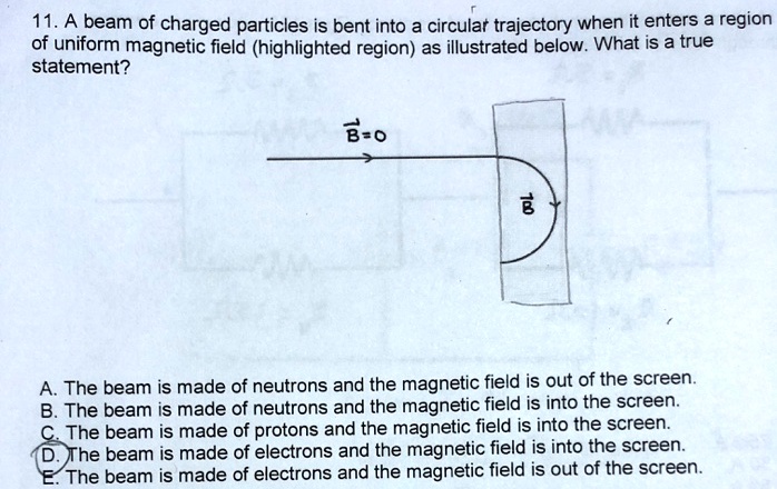 [GET ANSWER] 11 a beam of charged particles is bent into a circular trajectory when it enters a ...
