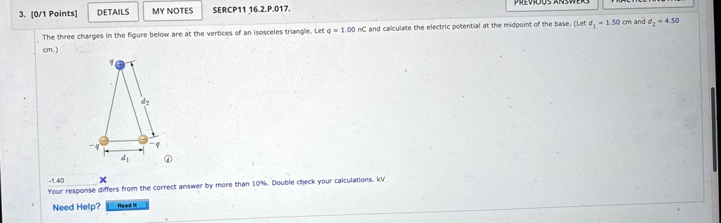 the three charges in the figure below are at the vertices of an ...