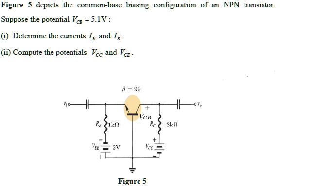 Solved Figure 5 Depicts The Common Base Biasing Configuration Of An Npn Transistor Suppose The