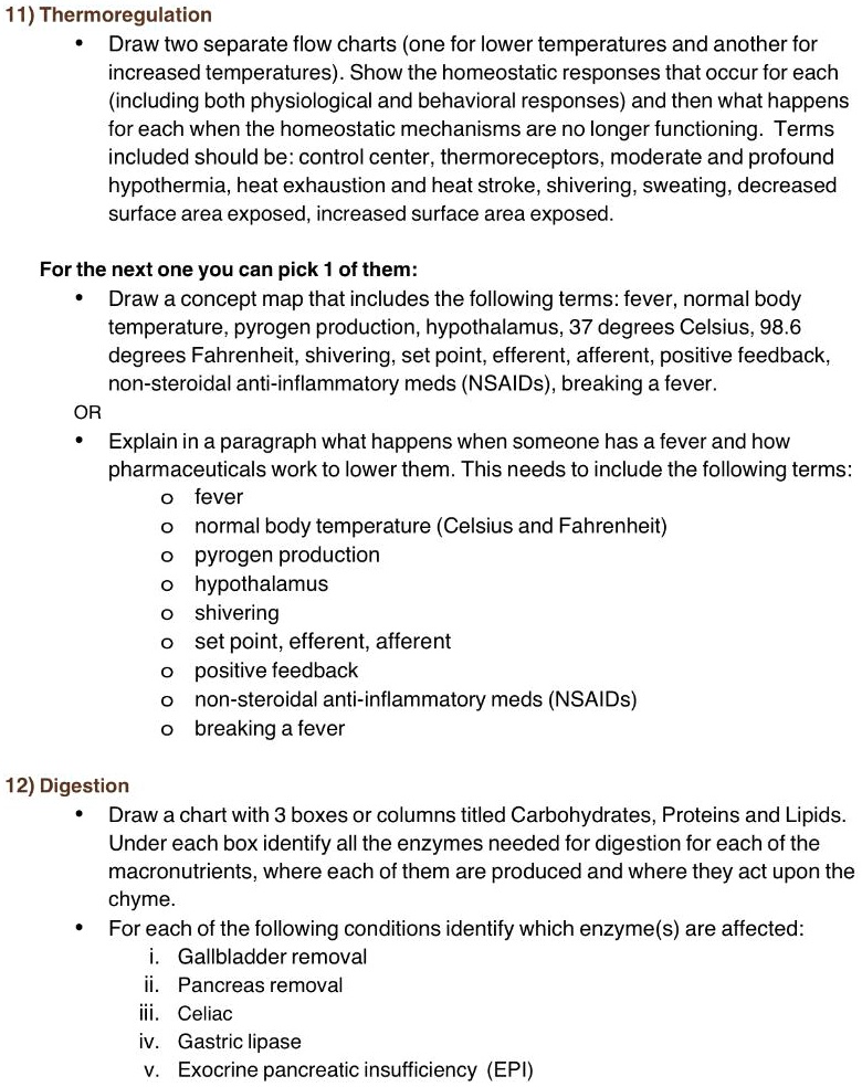 11 thermoregulation draw two separate flow charts one for lower ...